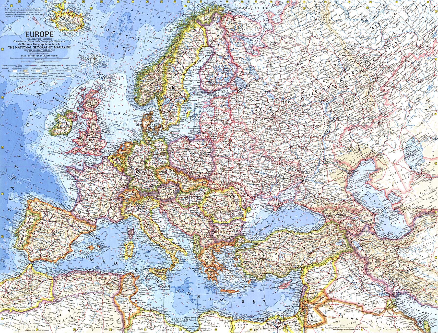 Europe 1962 Wall Map by National Geographic - MapSales