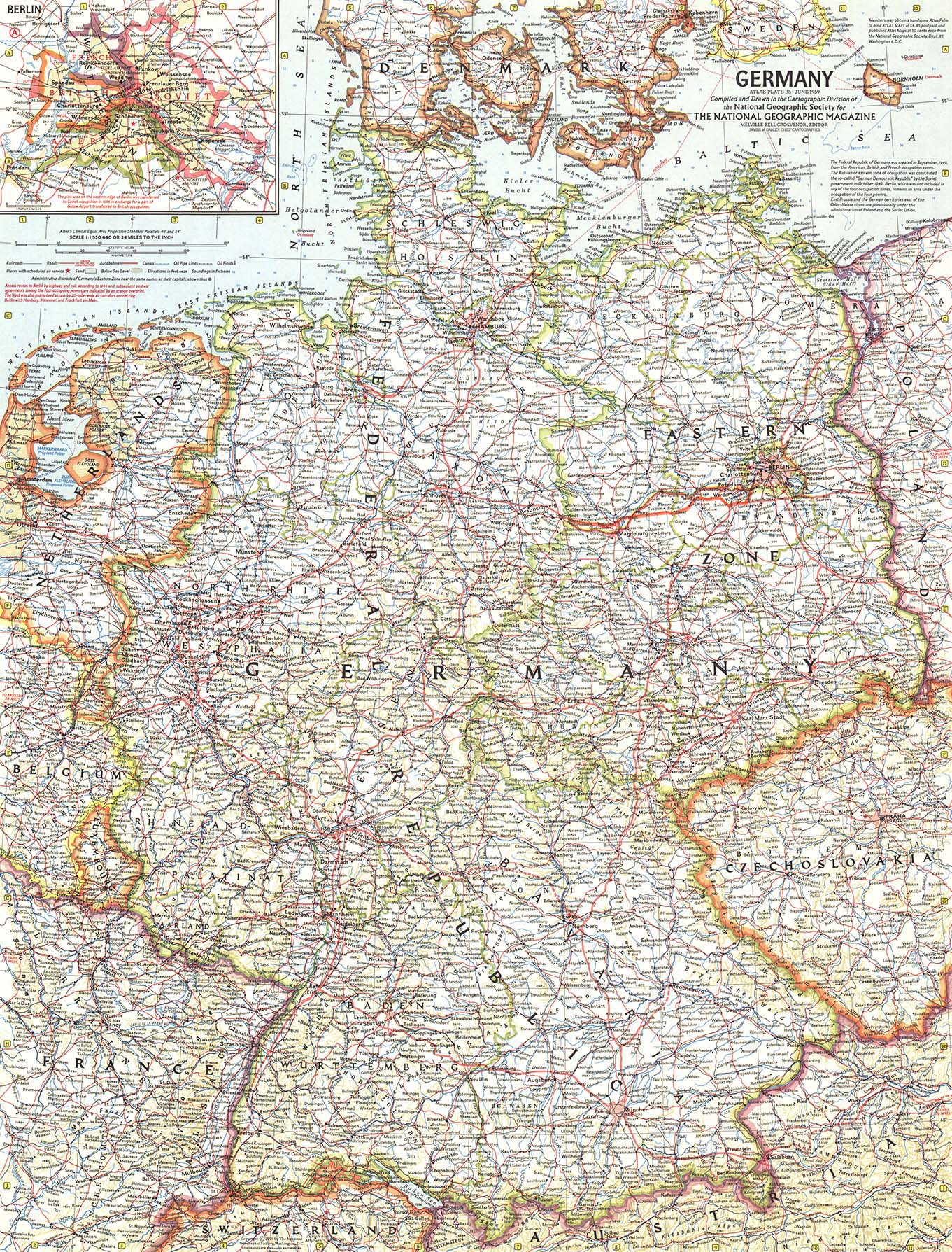 Germany 1959 Wall Map by National Geographic - MapSales