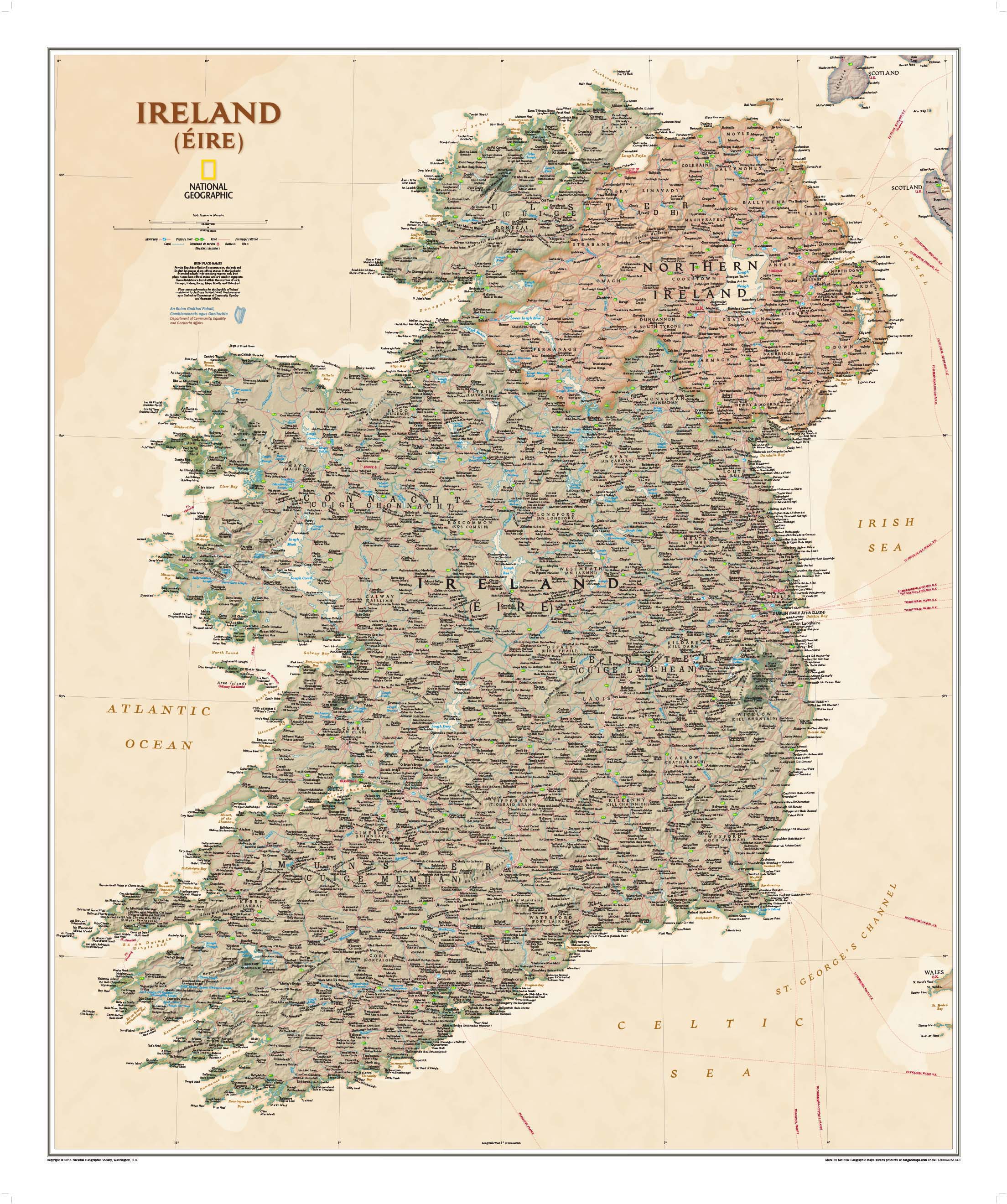 Ireland Executive Wall Map by National Geographic - MapSales