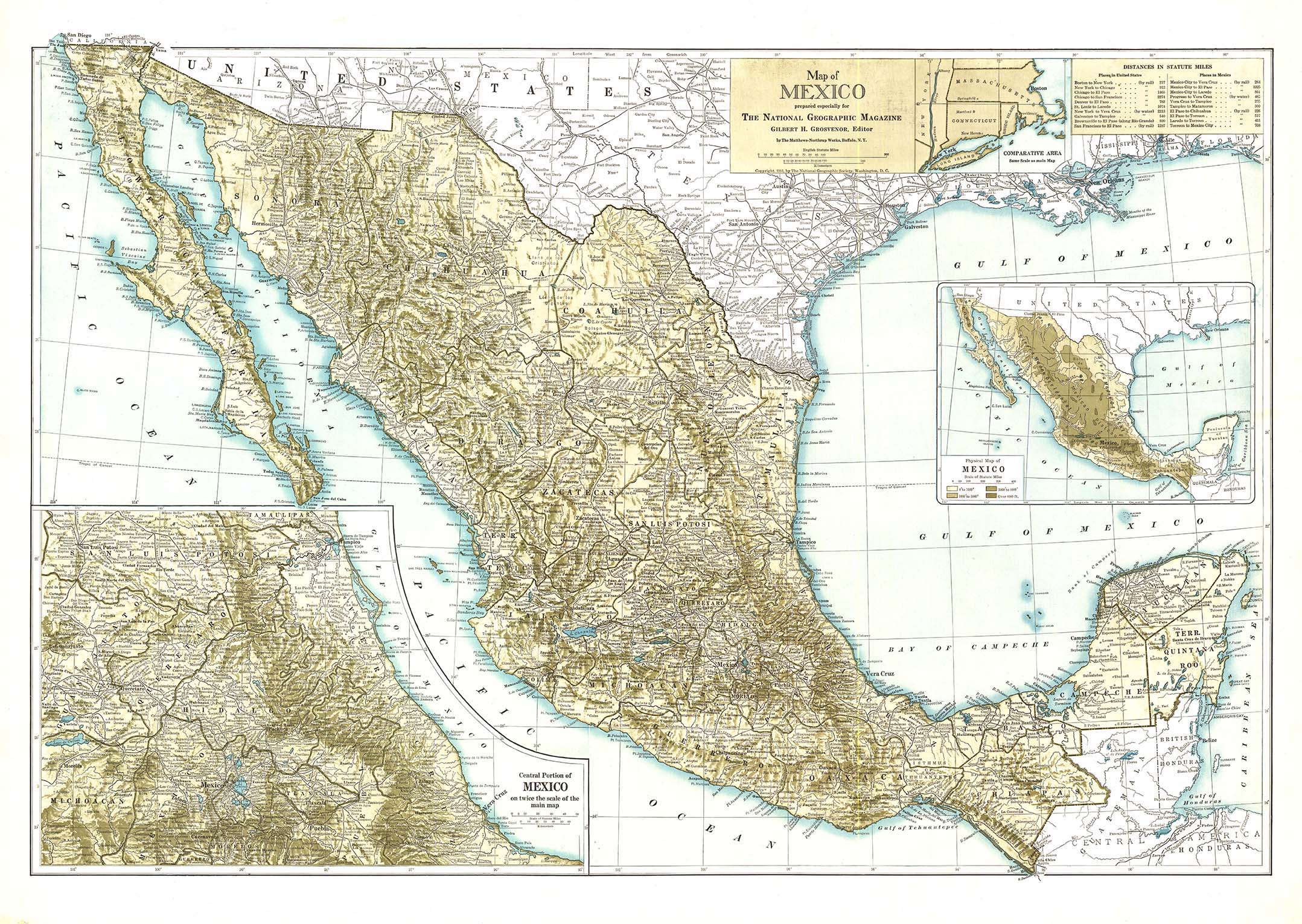 Mexico 1916 Wall Map by National Geographic - MapSales