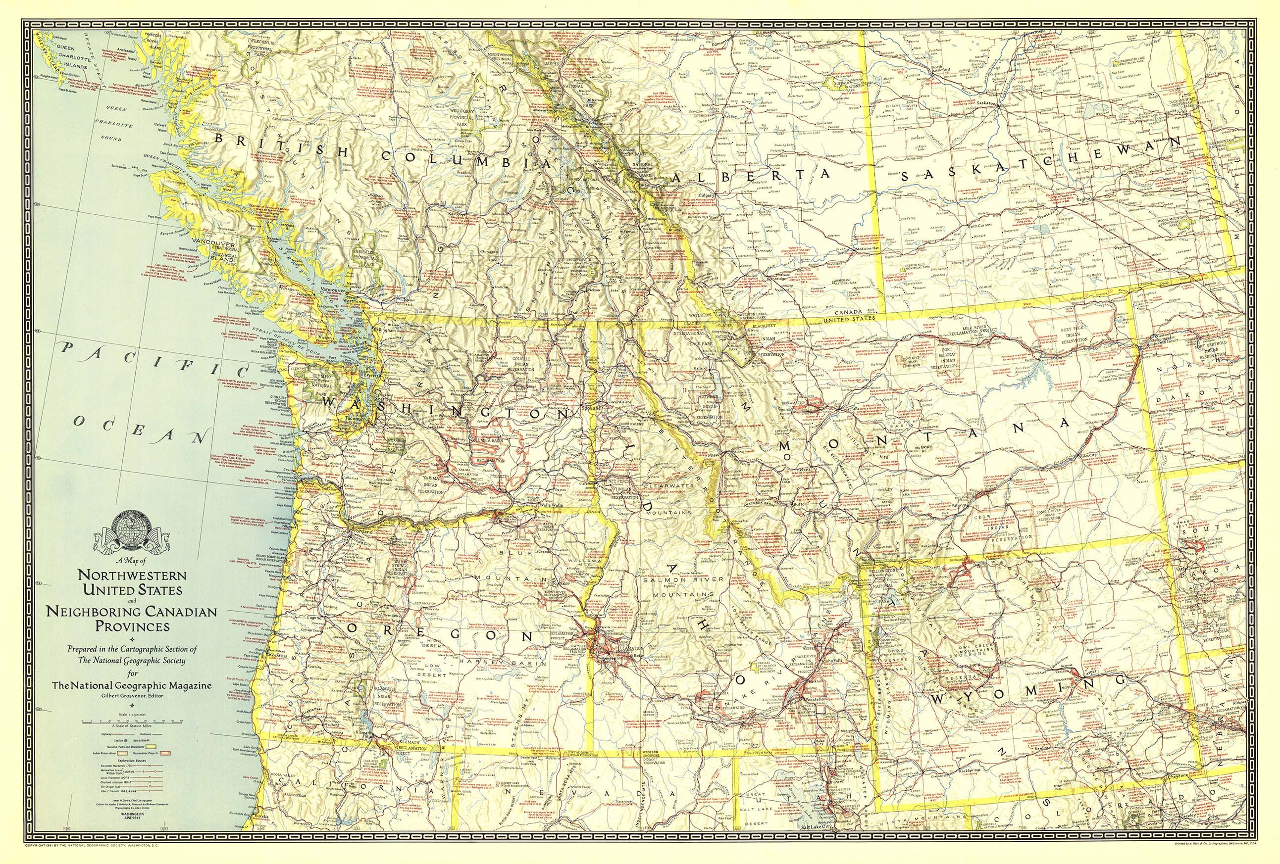 Northwestern US 1941 Wall Map by National Geographic - MapSales
