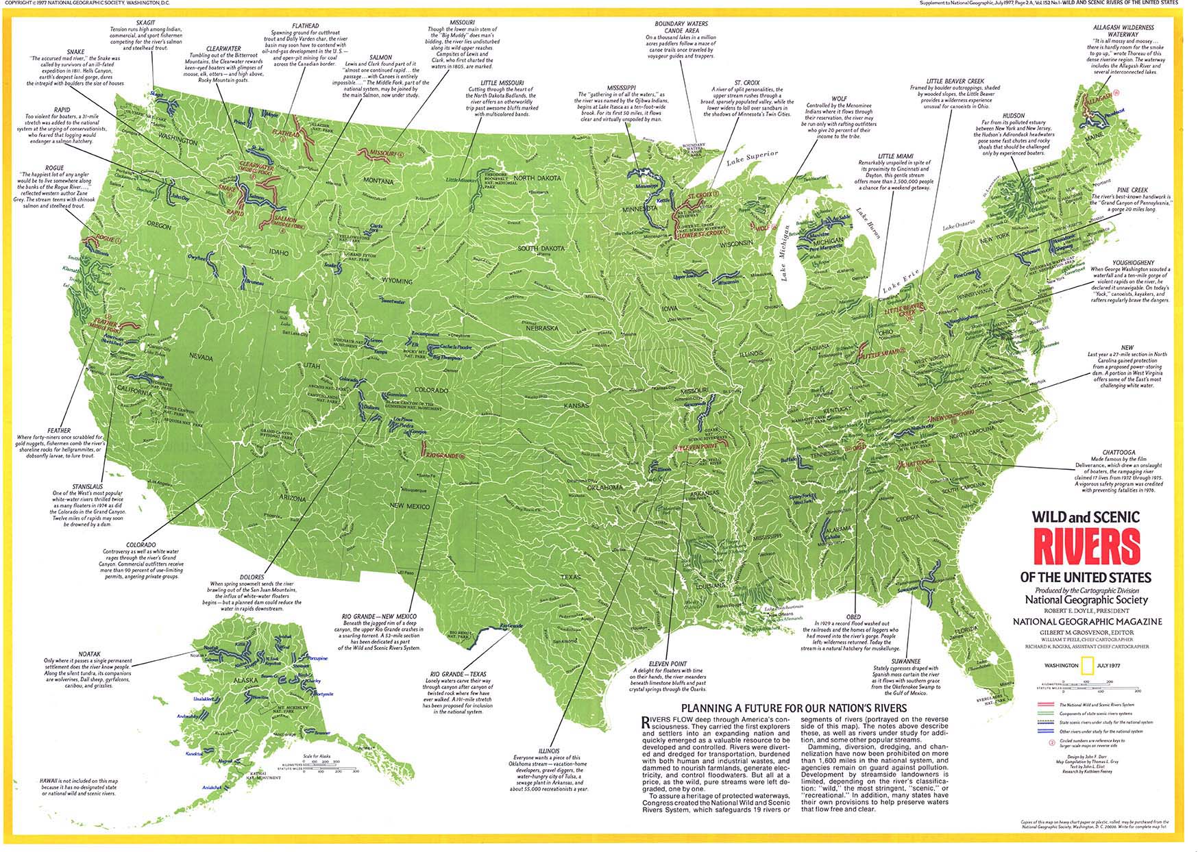 Rivers of the US 1977 Wall Map by National Geographic - MapSales