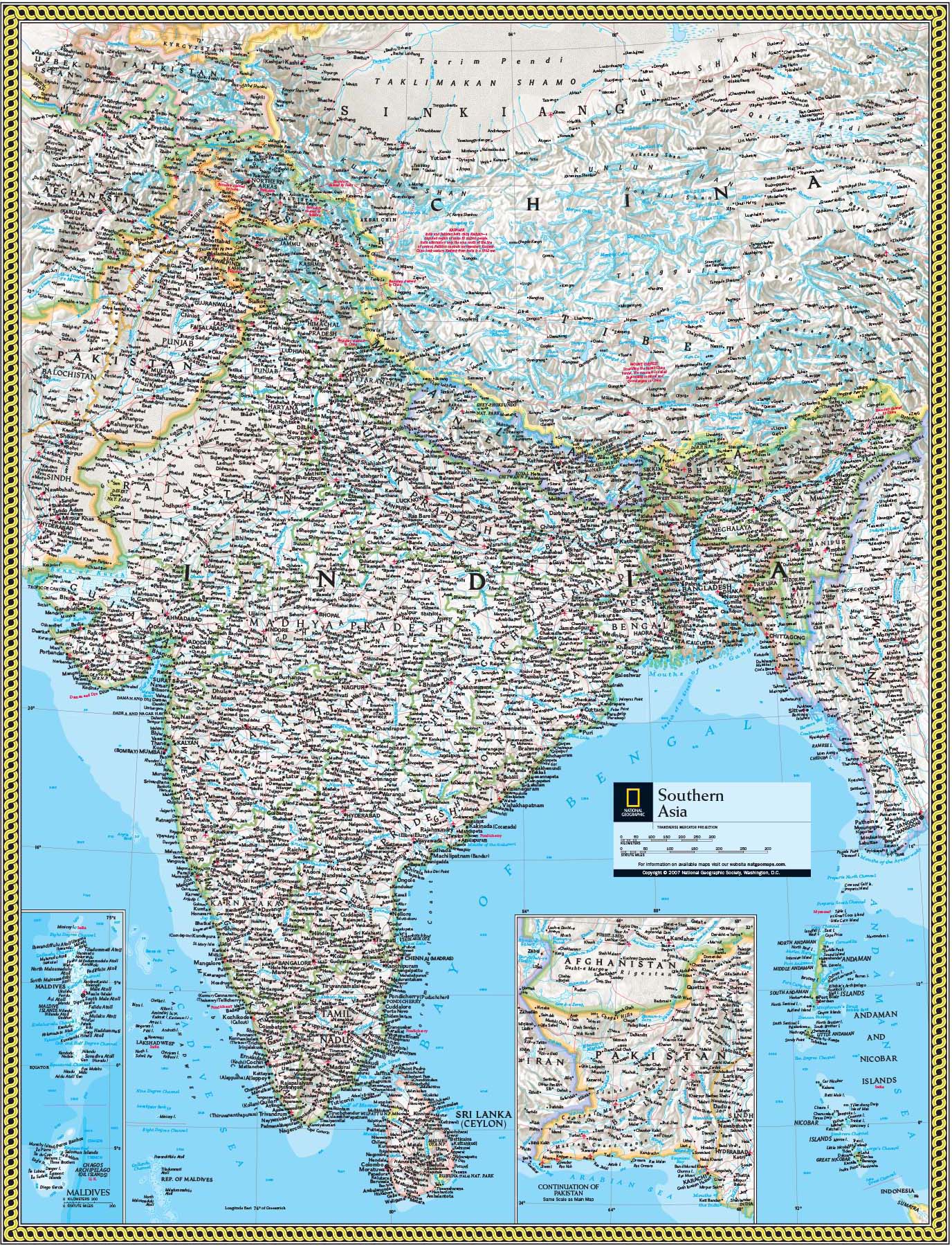 Southern Asia Wall Map by National Geographic - MapSales