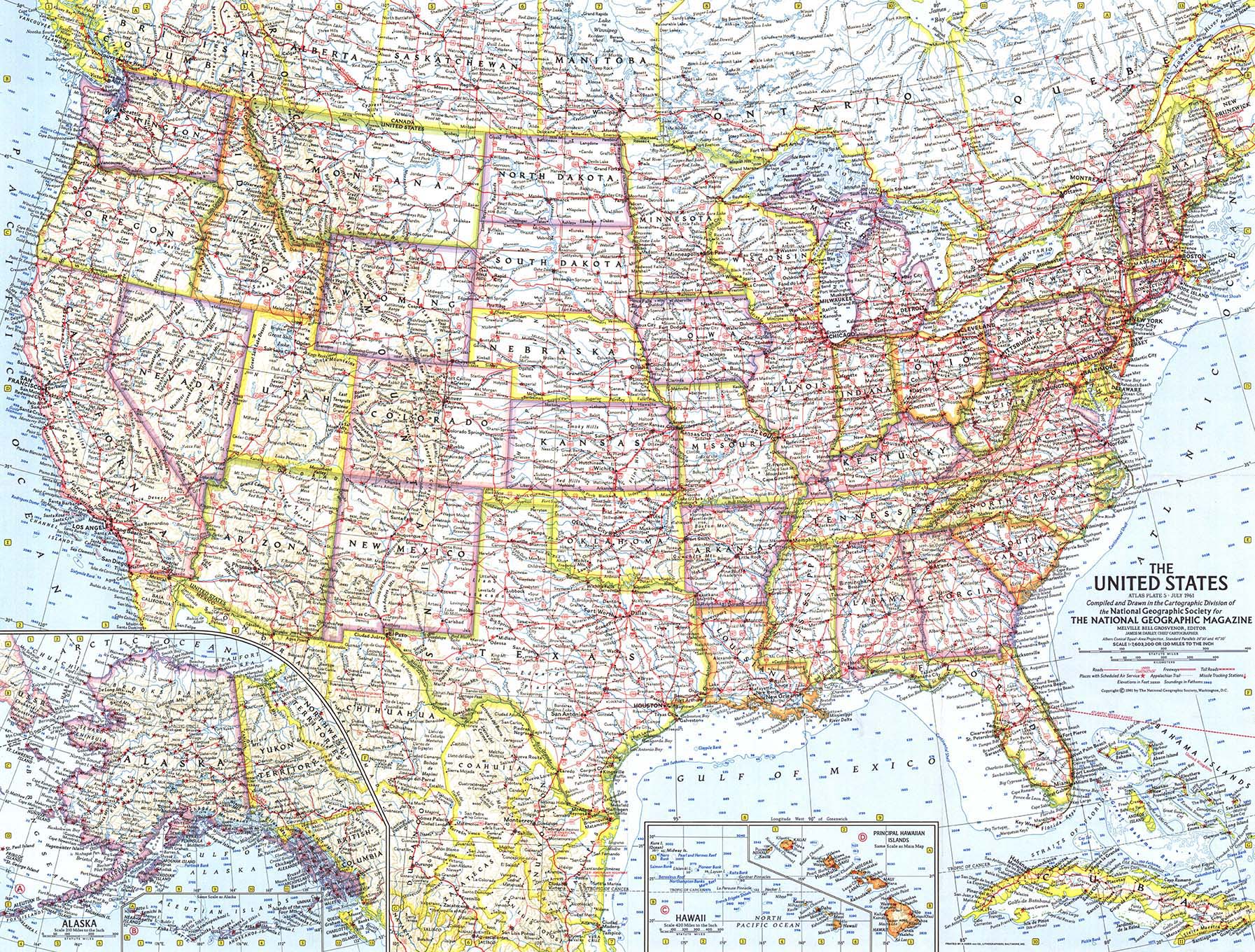 The United States 1961 Wall Map by National Geographic - MapSales