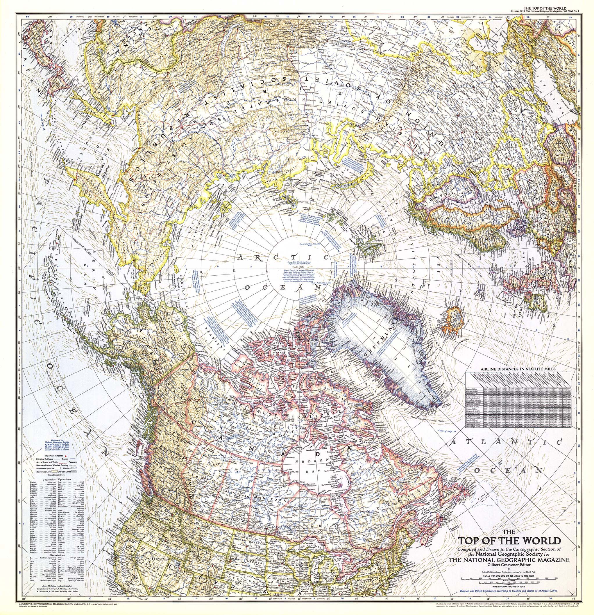 Top of the World 1949 Wall Map by National Geographic - MapSales