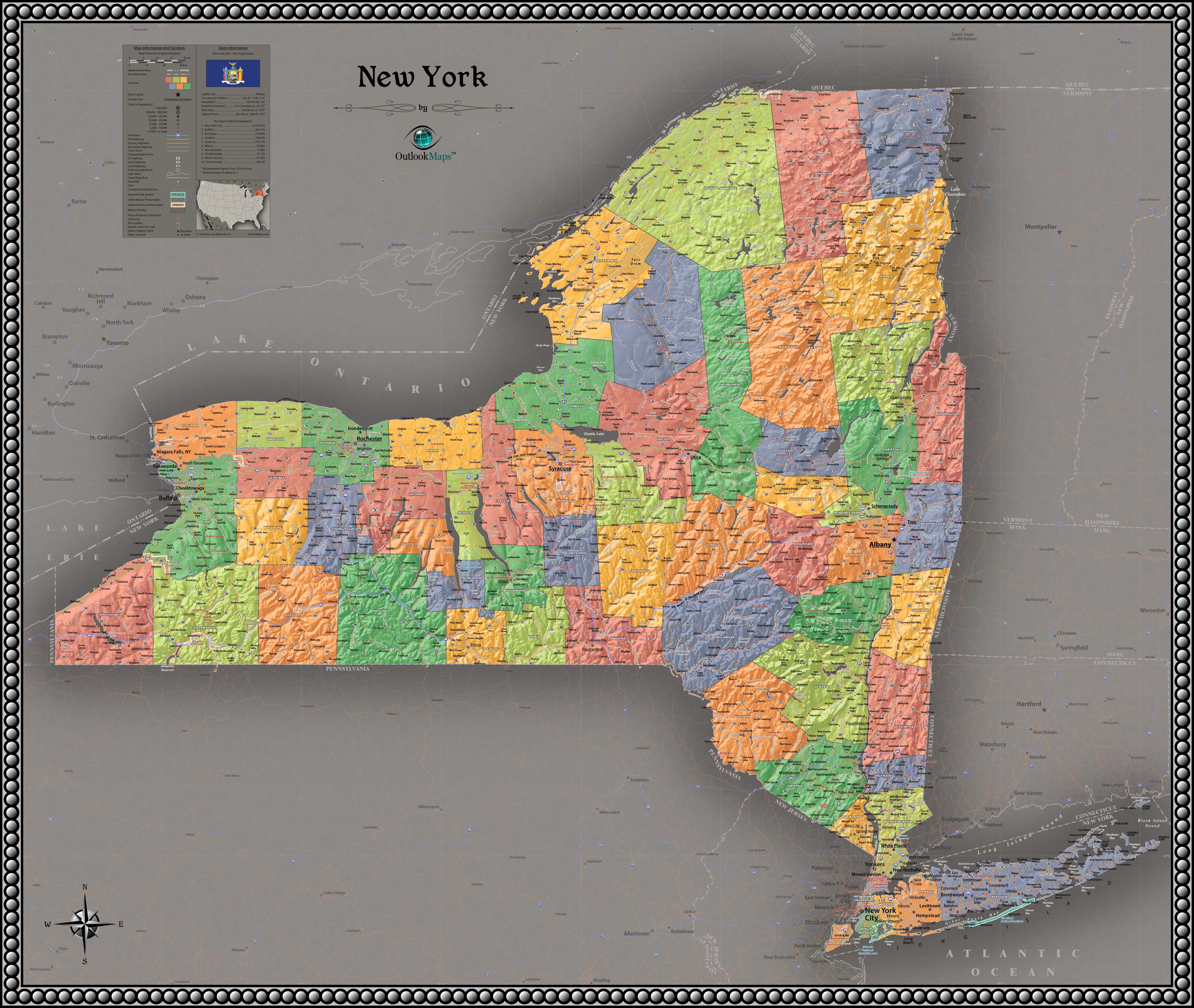 New York Contemporary Wall Map by Outlook Maps - MapSales