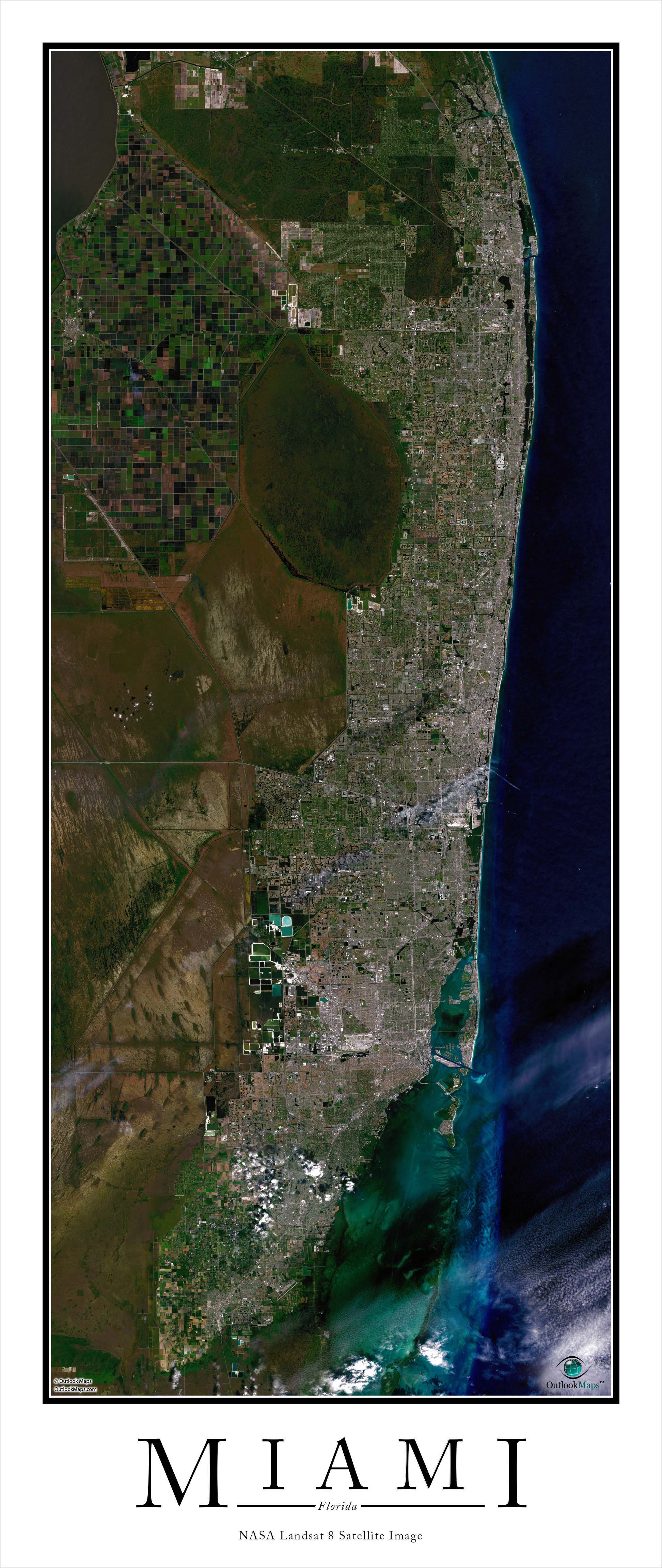 Miami Wall Map by Outlook Maps - MapSales