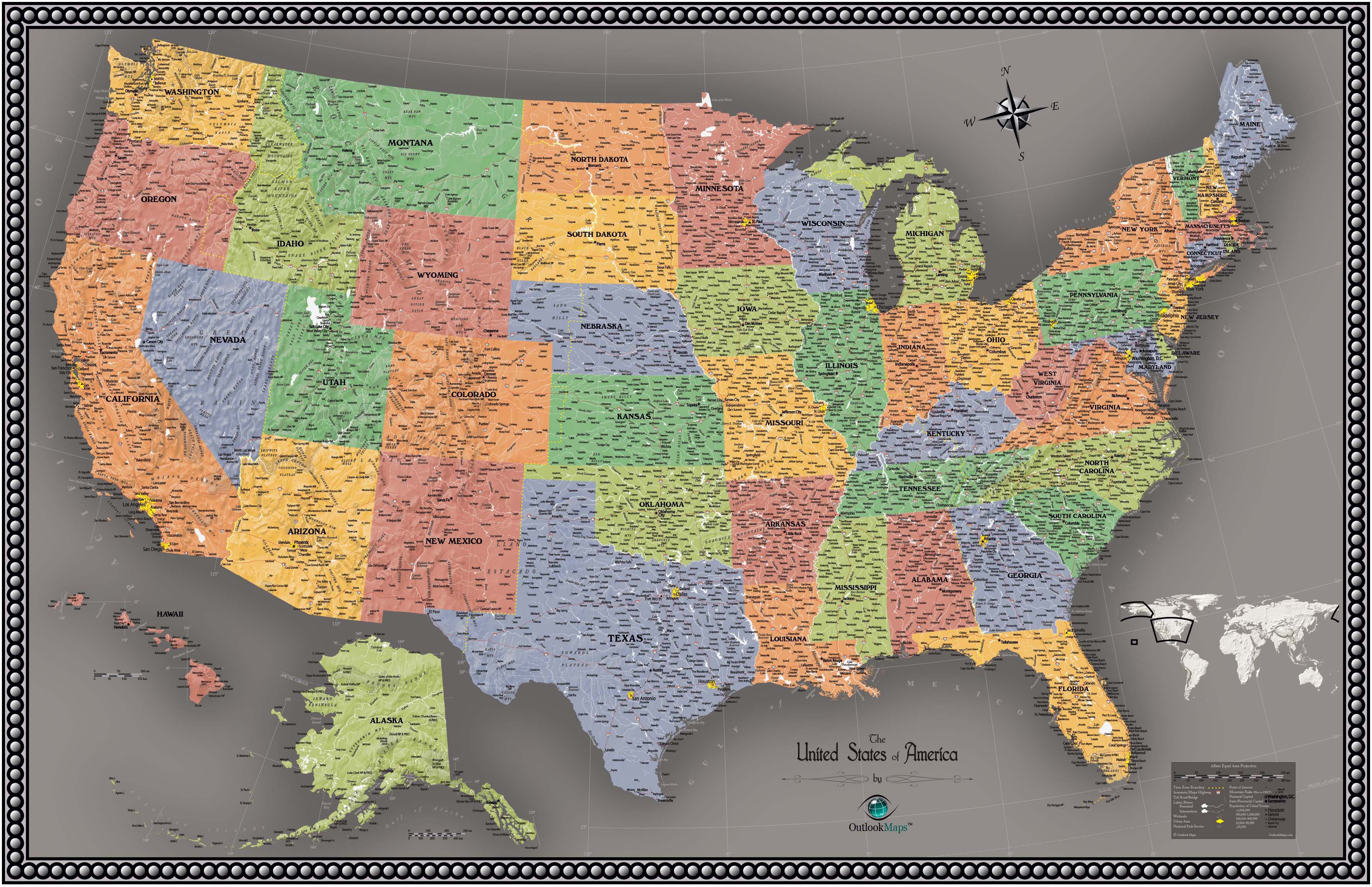 USA Contemporary Wall Map by Outlook Maps - MapSales