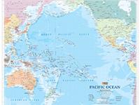 Pacific Centred World Political Wall Map by Hema Maps
