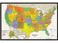 Contemporary USA Wall Map with Flags GeoNova