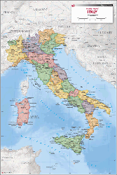 Italy Political Wall Map by Equator Maps