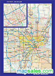 Detroit, MI Wall Map by GeoNova