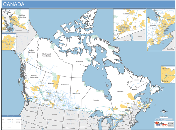 Canada Basic Wall Map by MarketMAPS - MapSales