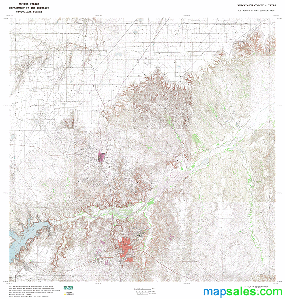 Hutchinson County, TX Topo Wall Map by MarketMAPS - MapSales
