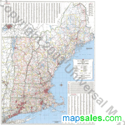 New England States Wall Map by UniversalMap